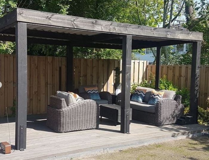 HBM Douglas Overkapping of Veranda | Zwart | 400x300cm | Hout en ...
